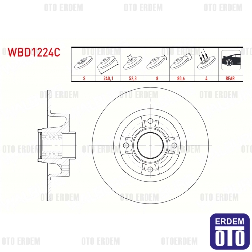 Renault Clio 3 Modus Fren Diski Arka WBD1224 7701207823 7701208058 ...